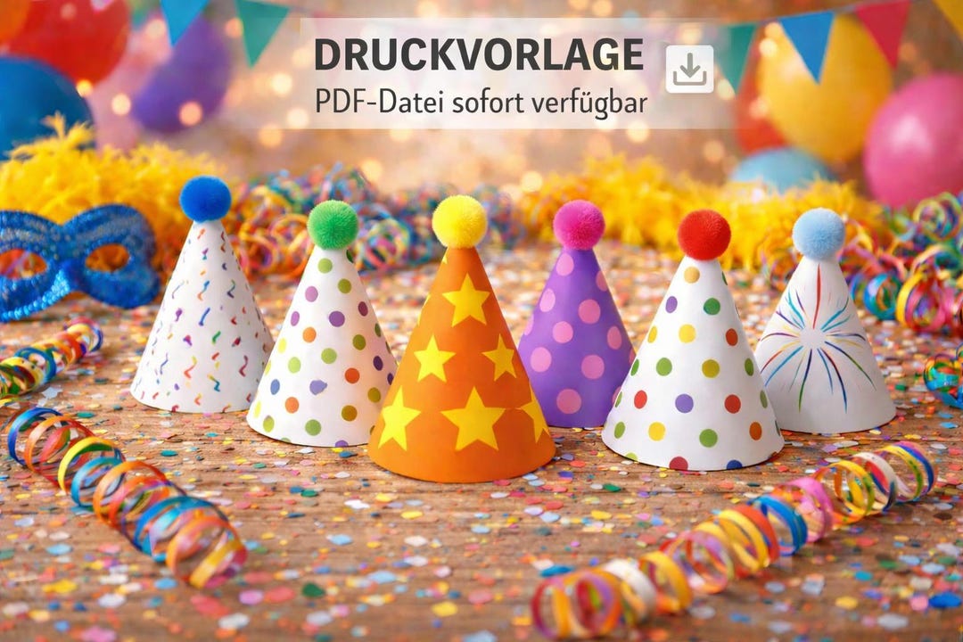 Printable Carnival Hat Template, Carnival Hats, Party Hats, 5 Designs ...