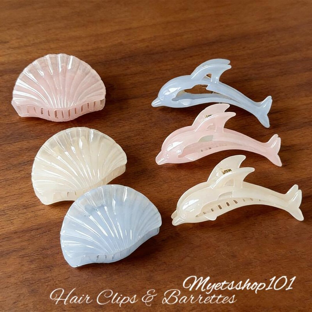 Ocean-inspired Shell & Dolphin Hair Claw Clips | Pastel Mermaid ...
