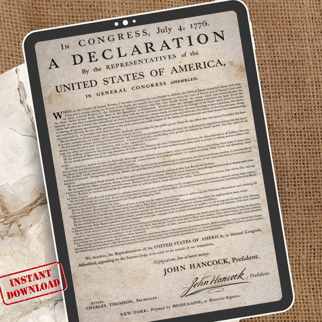 Declaration of Independence Print, Vintage American Printable, Instant ...