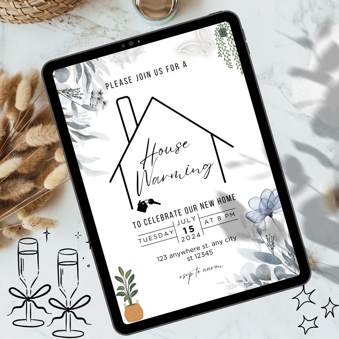 Editable House Warming Invitation | Minimal New Home Party Invite ...