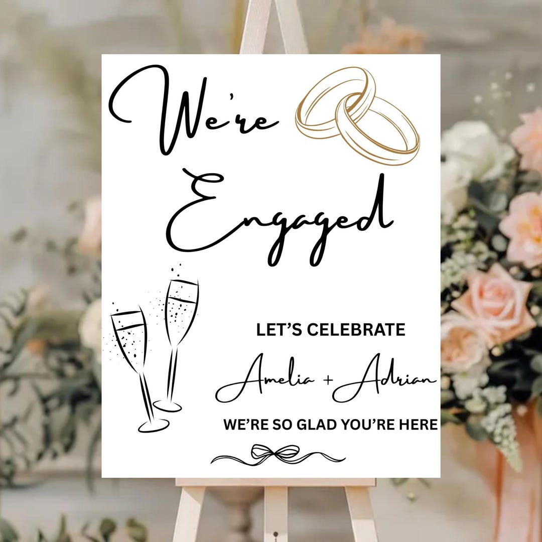 Engagement Sign, Minimalist Engagement Party Welcome Sign, Editable ...
