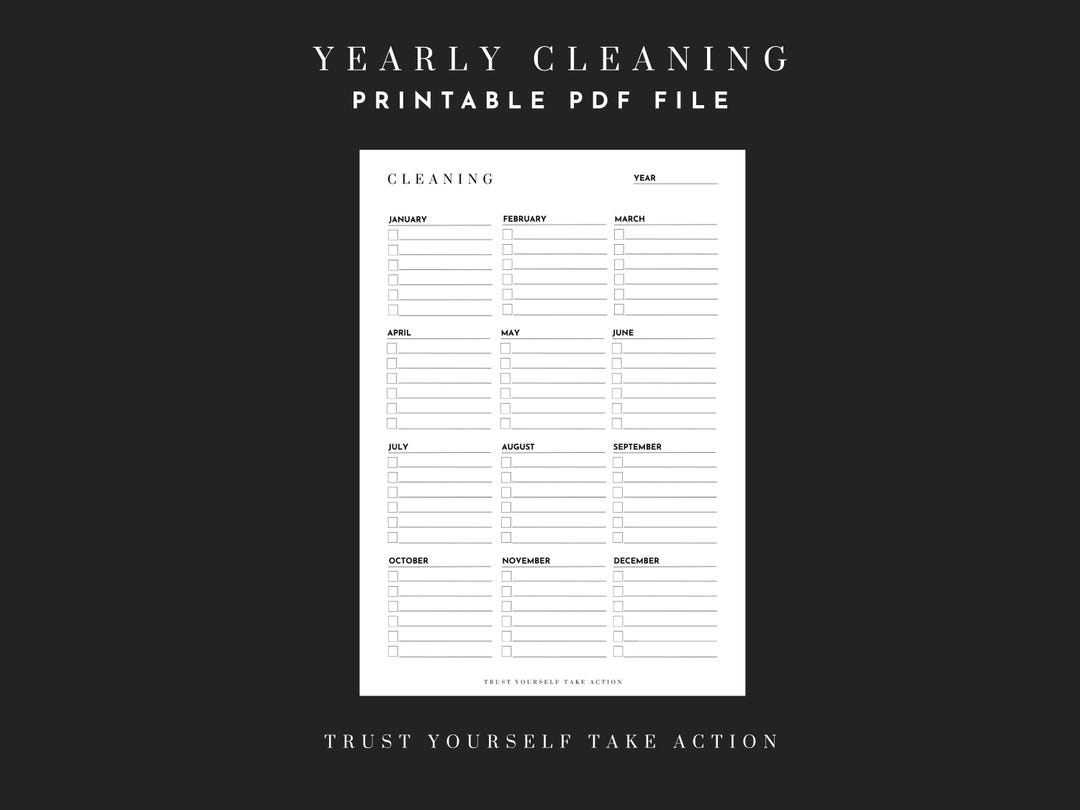 Yearly Cleaning Checklist Printable, Cleaning Task List, Cleaning ...