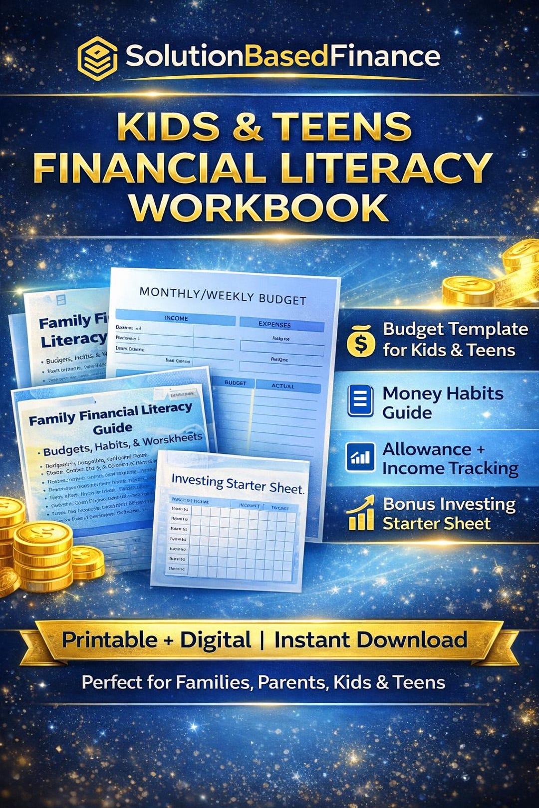 Kids & Teen Money Workbook Printable | Budgeting for Kids, Allowance ...
