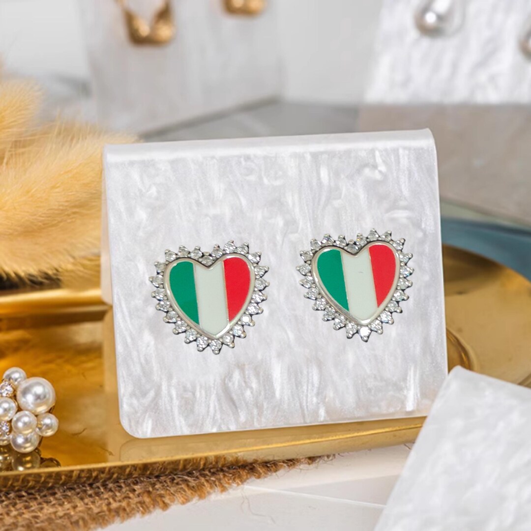 Italy Flag Heart Stud Earring, Italy Travel Destination Jewelry Gift ...