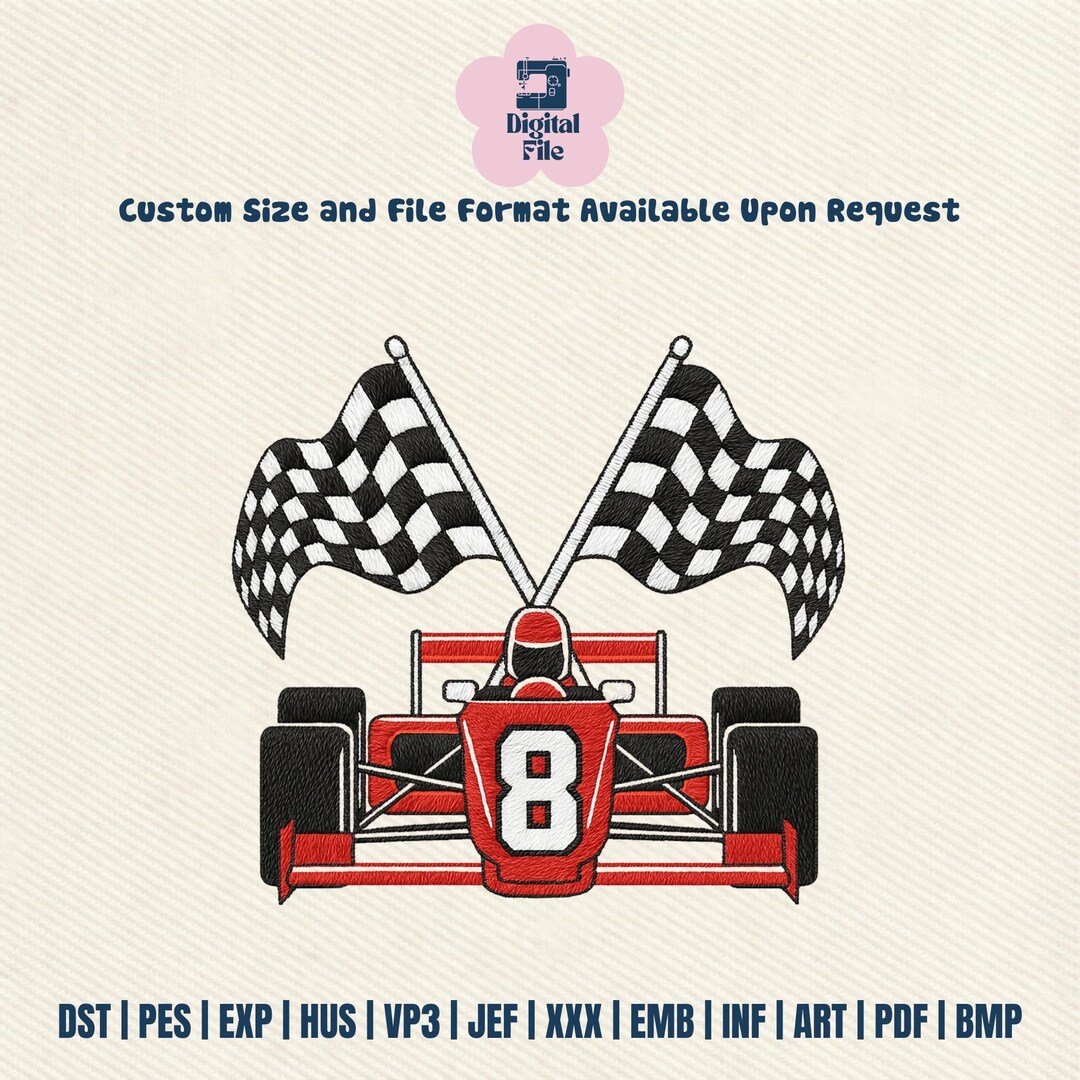 F1 Race Car Number 8 Patch Embroidery, Motorsport Racing Design for ...