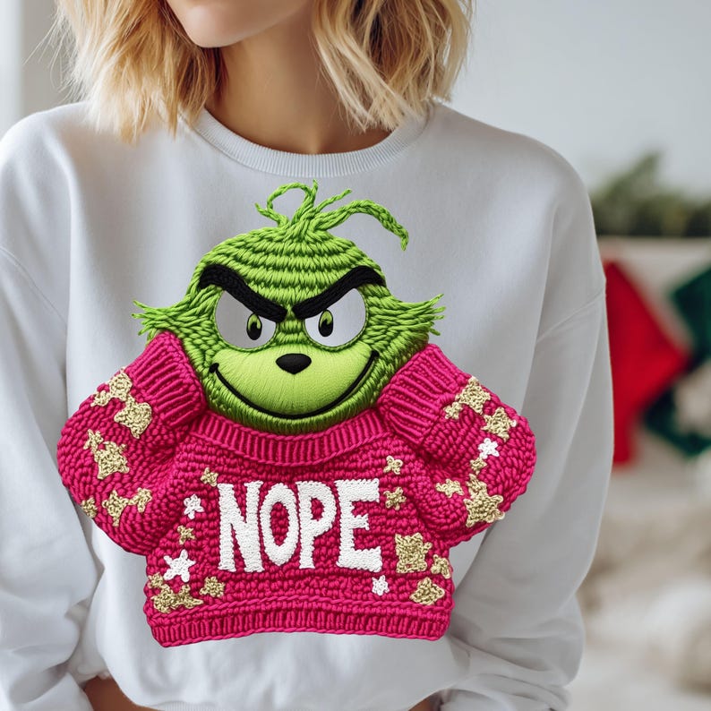 Faux Crochet Grinch PNG 2 : Funny Red Green Guy Christmas Yarn Cute ...