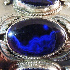 Vintage Museum Quality Banded Azurite Three Stone Southwest Cuff ...