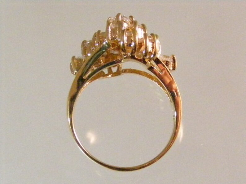 Vintage Cubic Zirconia Waterfall Ring in Gilt Sterling | Etsy