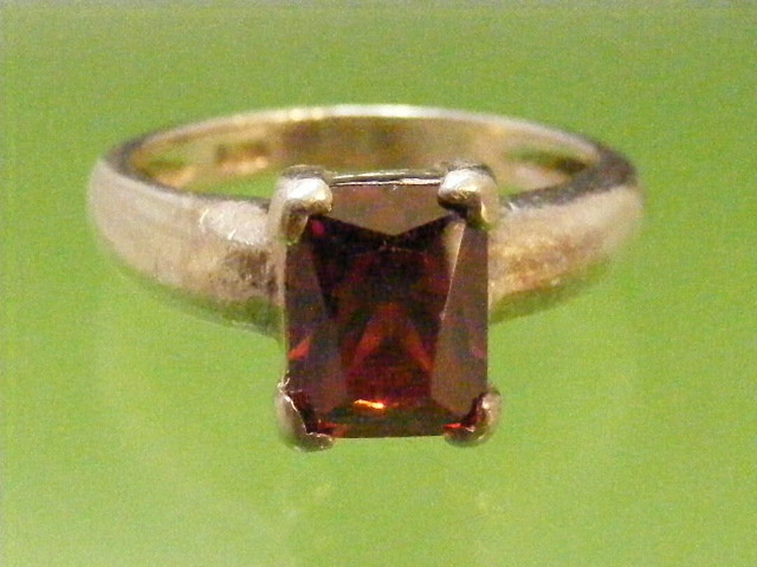 Vintage Faux Red Faux Garnet Cubic Zirconia Ring in Sterling Silver ...