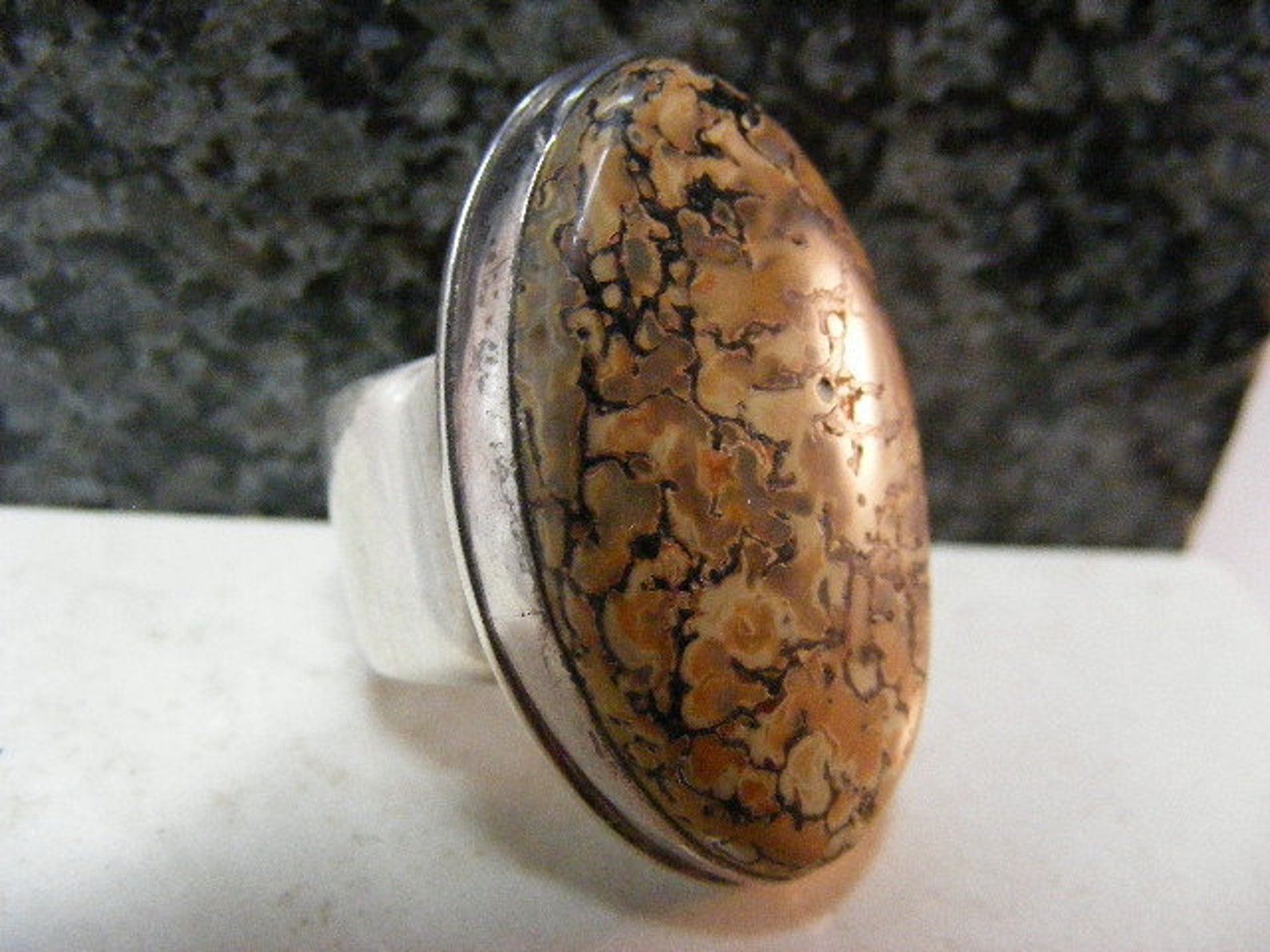 Large Signed Vintage Native American Dinosaur Bone Ring in Sterling ...