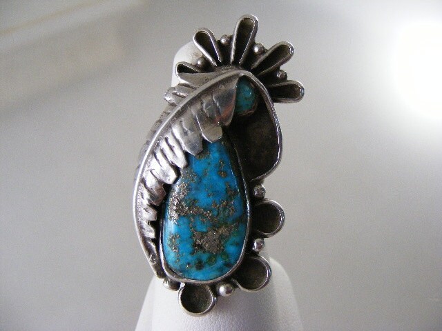Vintage Signed Native American Turquoise Feather Ring..... Lot 4022 - Etsy
