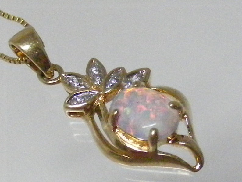 Vintage Created Opal Pendant With Chain in Gold Over Sterling.... Lot ...