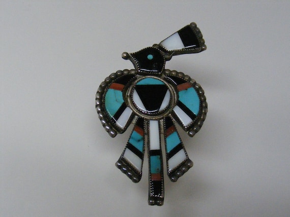 Vintage Native American Hopi Bird Inlay Pin by Yelmo … - Gem
