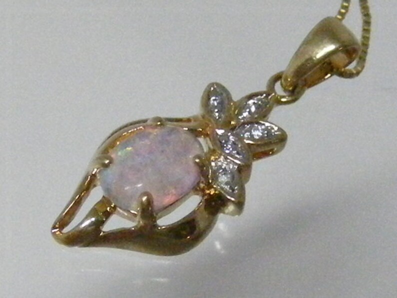 Vintage Created Opal Pendant With Chain in Gold Over Sterling.... Lot ...