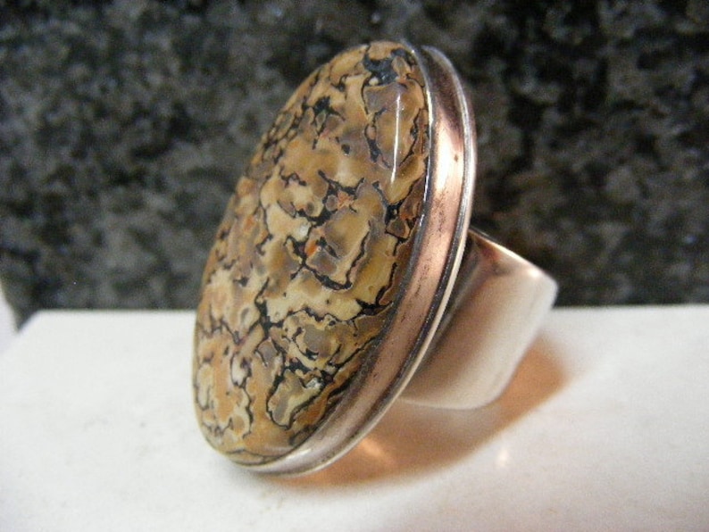 Large Signed Vintage Native American Dinosaur Bone Ring in Sterling ...