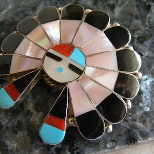 Signed Native American Zuni Inlay Sunface Pin Pendant Lot 2865 - Etsy