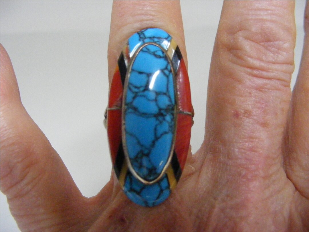 Vintage Native American Inlay Ring by Navajo Irene Platero..... Lot ...