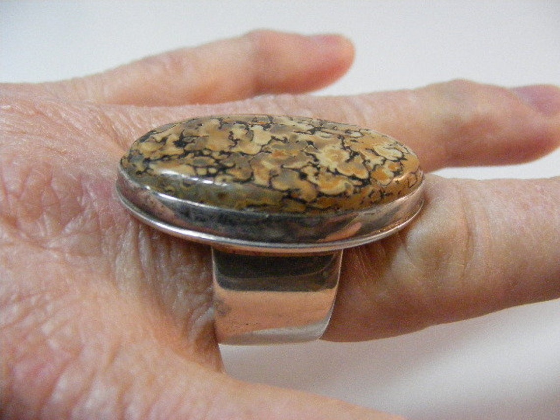 Large Signed Vintage Native American Dinosaur Bone Ring in Sterling ...