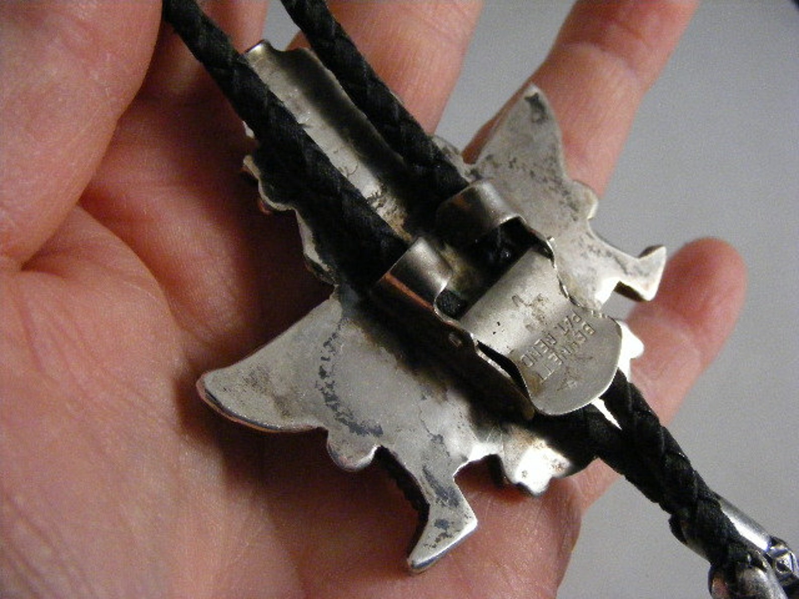 Large Vintage Zuni Signed Knifewing Inlaid Bolo Tie by Gary and ...