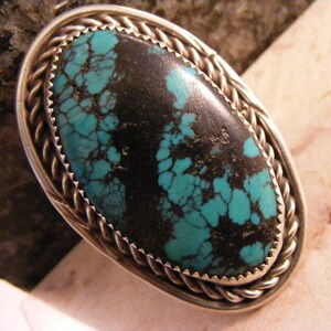 Stunning Signed Extra Large Native American Spider Web Turquoise Ring ...