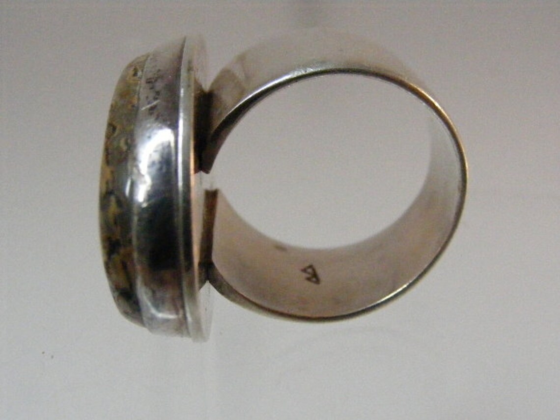 Large Signed Vintage Native American Dinosaur Bone Ring in Sterling ...