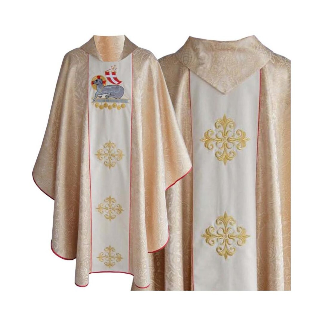 Easter Priest Chasuble Gothic Style Lamb of God Motif, Comfortable for ...