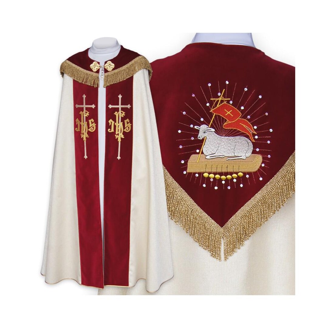 Gothic Priest Cope With Lamb of God Motif and Inner Stole for Catholic ...