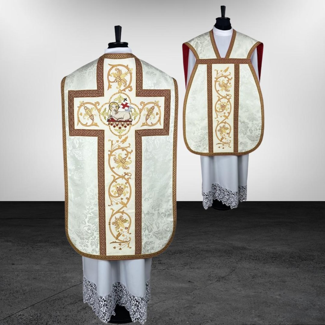 Roman Chasuble Agnus Dei Set, Easter Vestment With Stole, Maniple ...