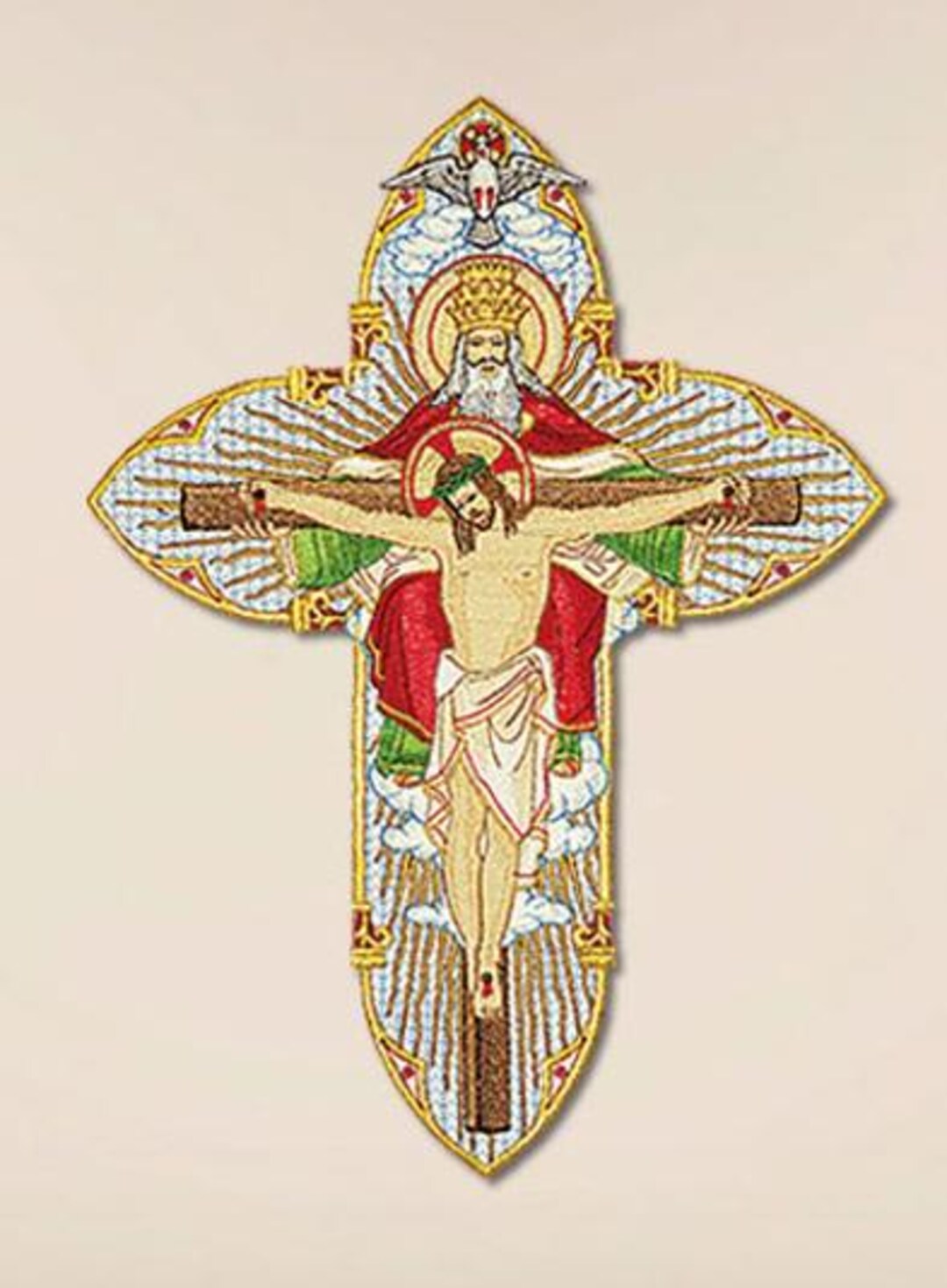 Holy Trinity Embroidered Applique Crucified Christ Father Dove ...