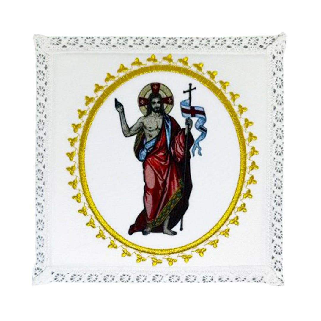 Chalice Pall With Risen Christ Print, White Easter Altar Linen ...