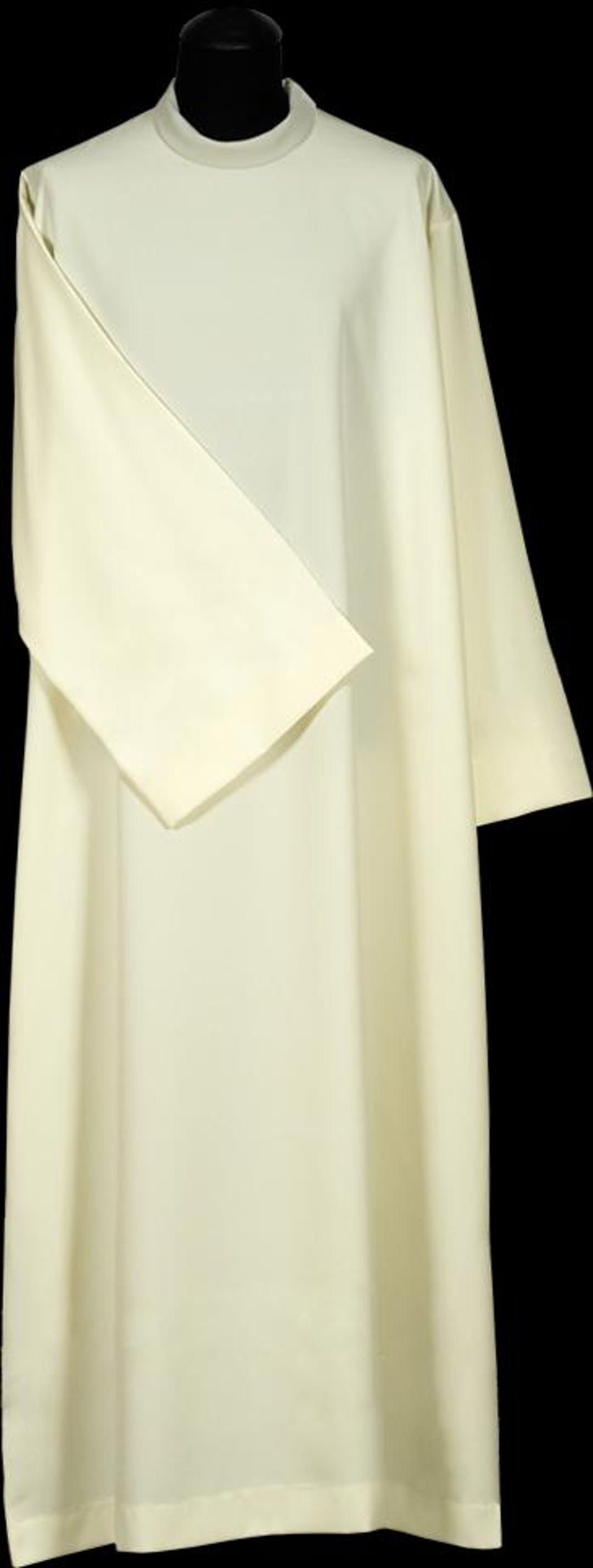 Priest Alb Ecru Linen Blend Smooth Liturgical Vestment Shoulder Zipper ...