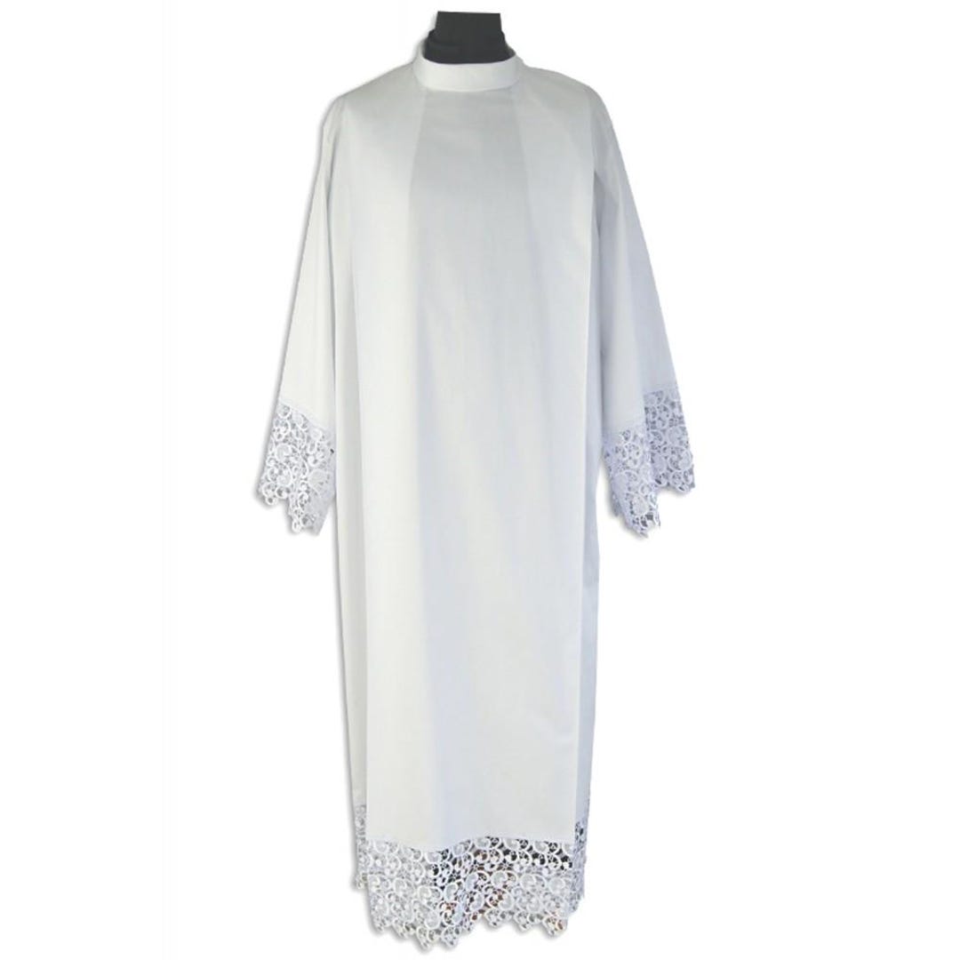 Priest Alb With Pleats and Decorative Lavender Lace - Etsy