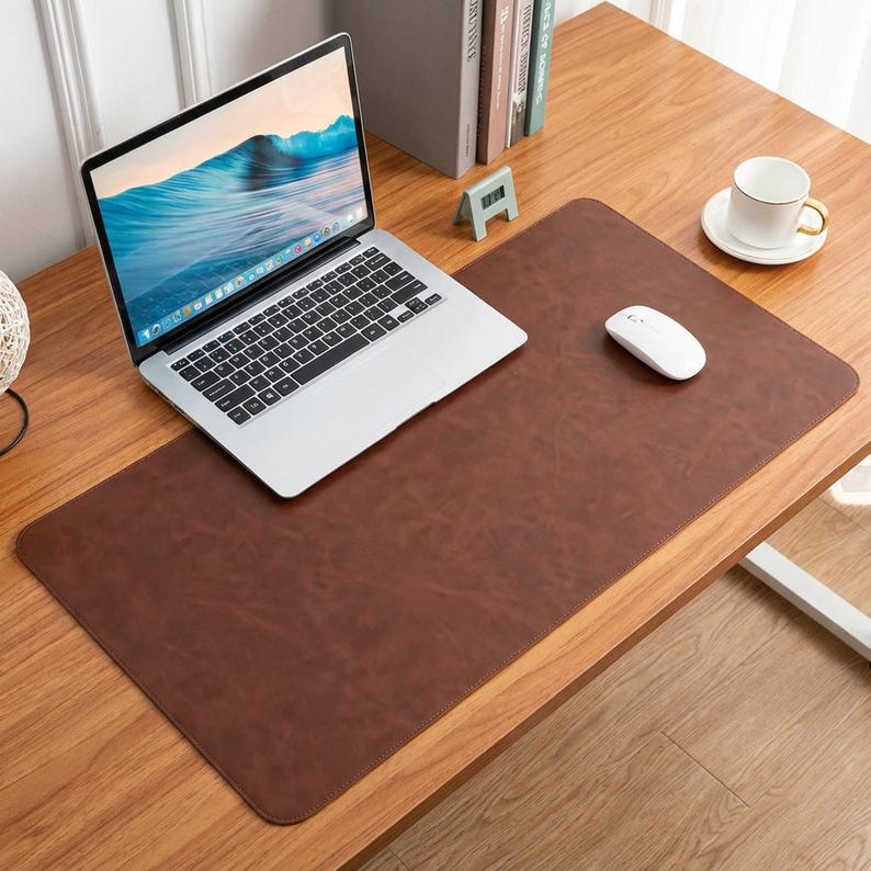 Large Brown PU Leather Desk Mat – Waterproof Workspace Protector - Etsy