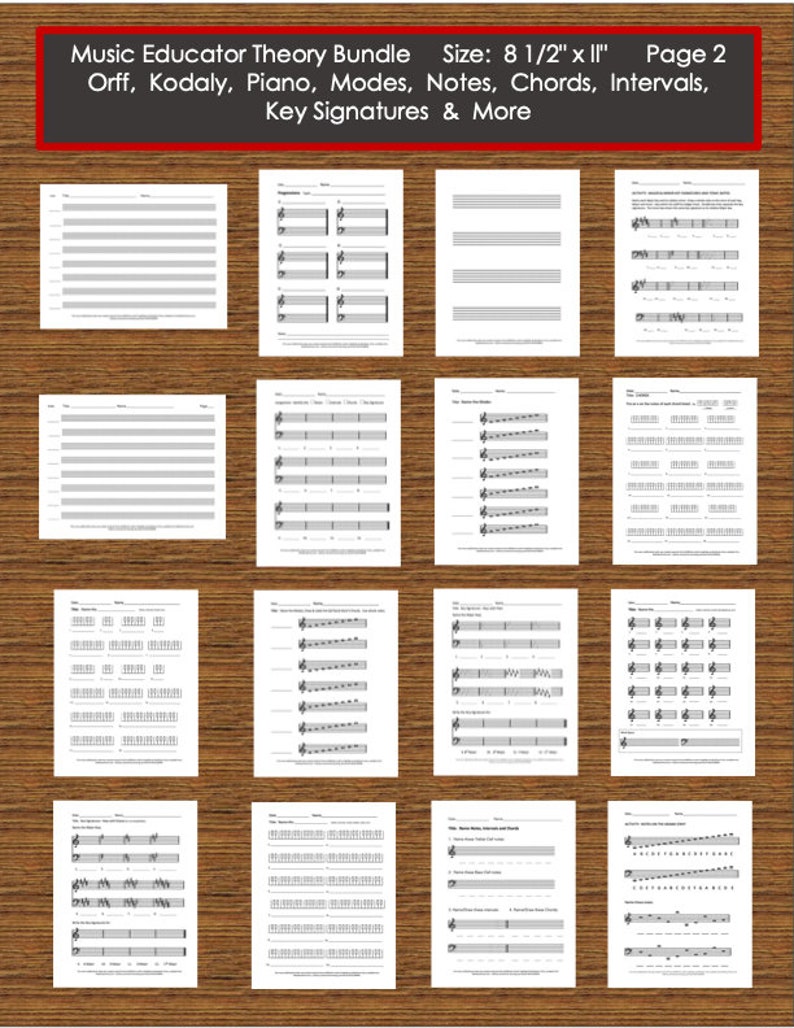 47 Page Music Staff Paper Templates Worksheets, Orff Kodaly Solfege ...