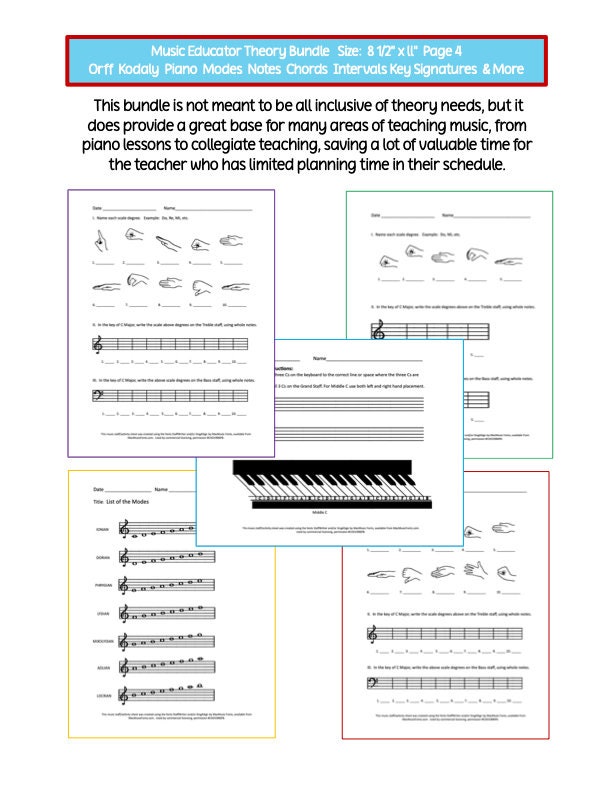 47 Page Music Staff Paper Templates Worksheets, Orff Kodaly Solfege ...