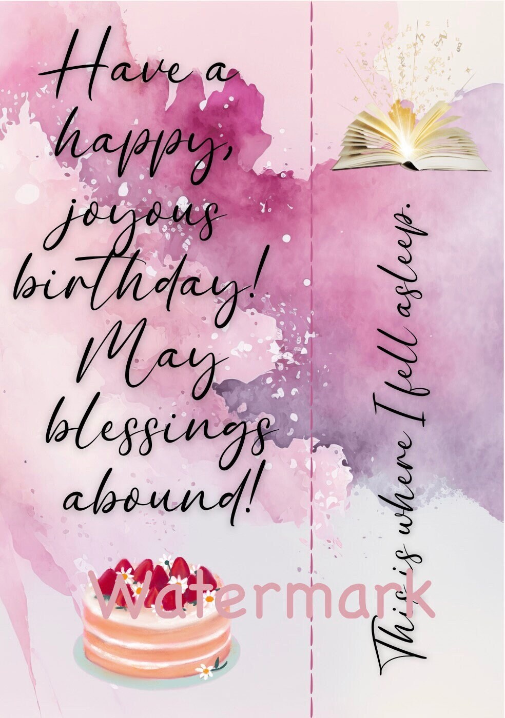 Happy Joyous Birthday Blessings Digital Card FREE Bookmark! Cake ...