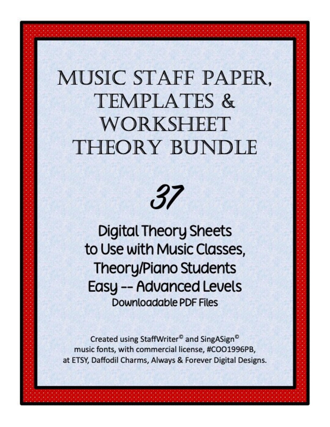 47 Page Music Staff Paper Templates Worksheets, Orff Kodaly Solfege ...