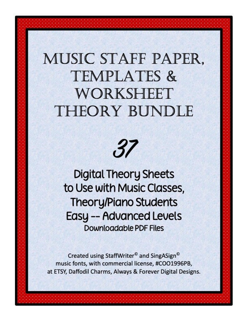 47 Page Music Staff Paper Templates Worksheets, Orff Kodaly Solfege ...