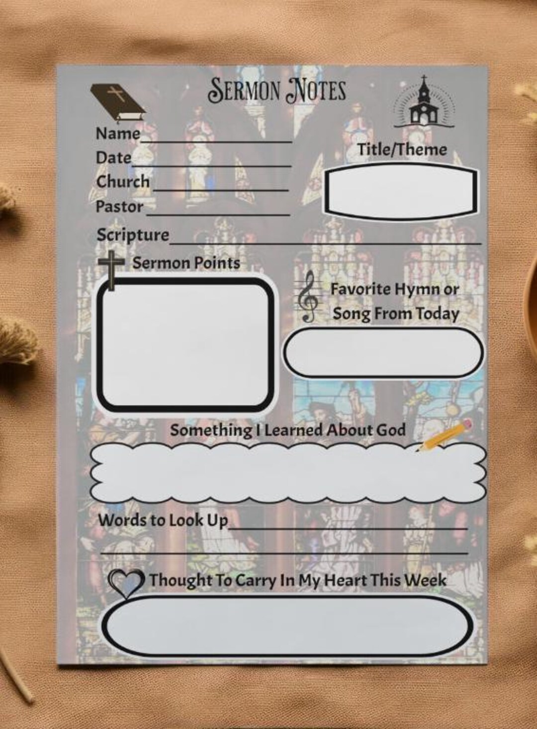 Custom SERMON NOTES Digital Printable Resizable JPEG Files Categories 4 ...