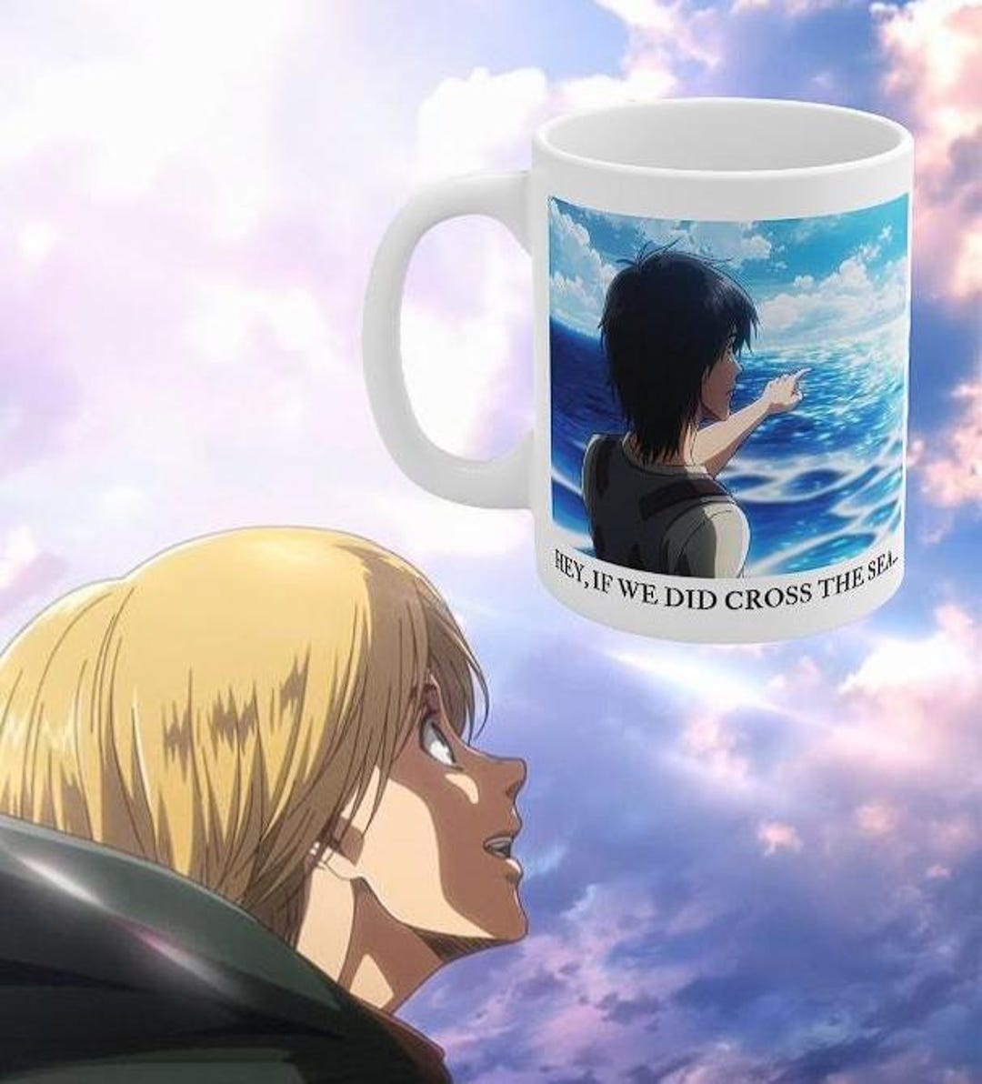 Attack on Titan Mug 11oz, Season 3 Ocean Scene, Eren Mikasa Armin Anime ...
