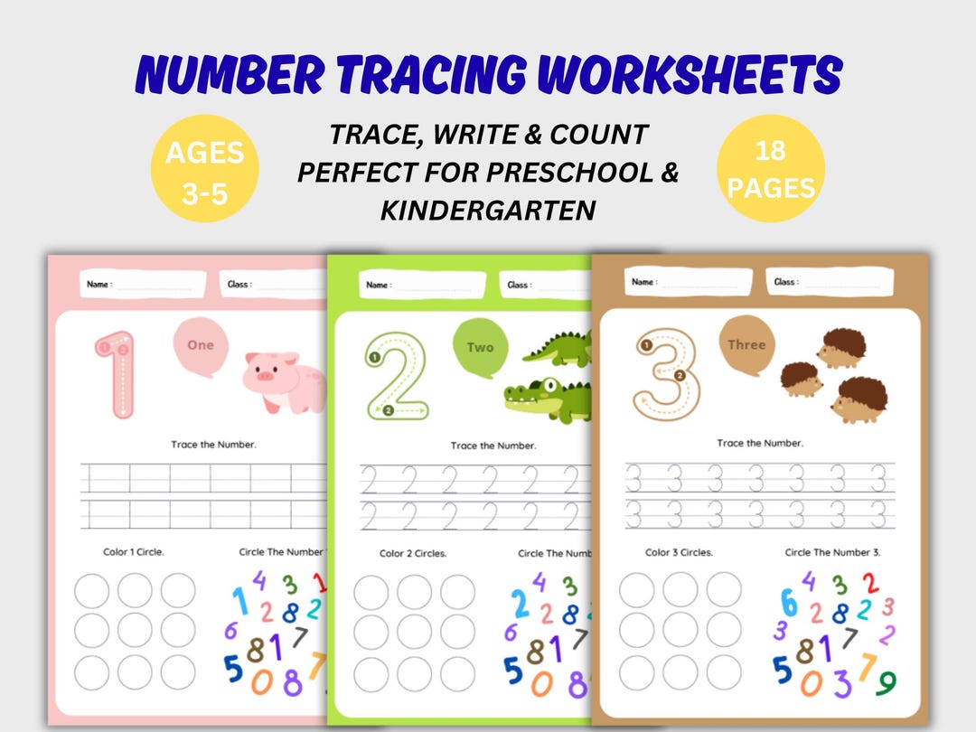 Number Tracing Worksheets for Toddlers & Preschoolers, 0-9 Counting ...