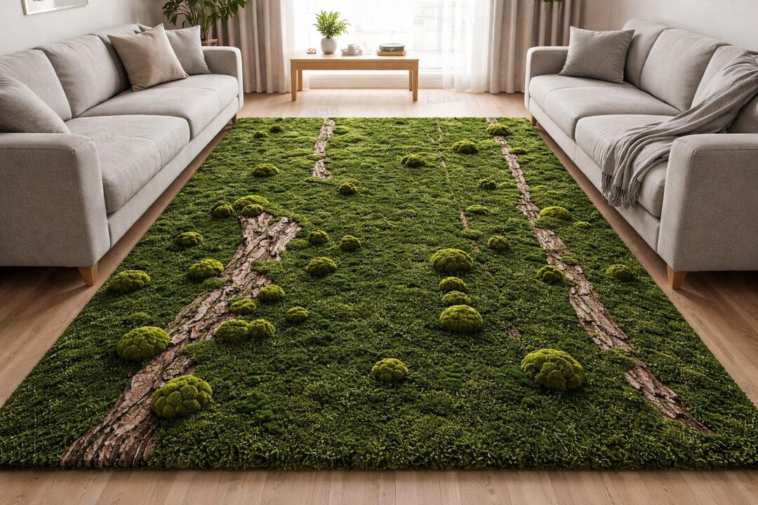 Moss Ball Tree Trunk Rug, Hand Tufted Wool Area Rug - Etsy