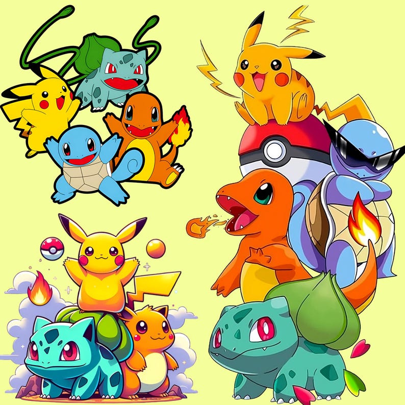 Pokemon PNG Clipart Bundle, 4k Digital Papers, Sublimation Pokeball Png ...