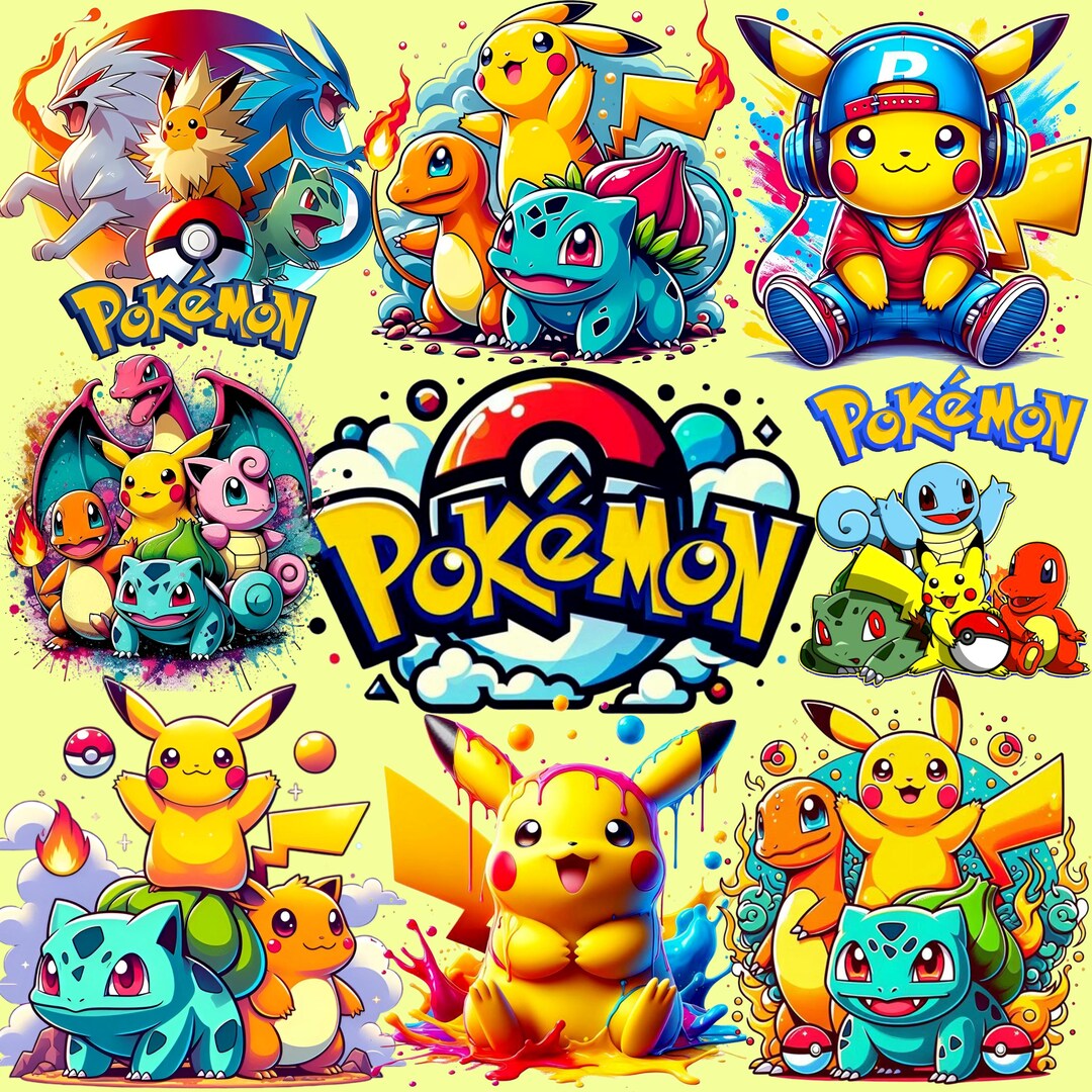 Pokemon PNG Clipart Bundle, 4k Digital Papers, Sublimation Pokeball Png ...