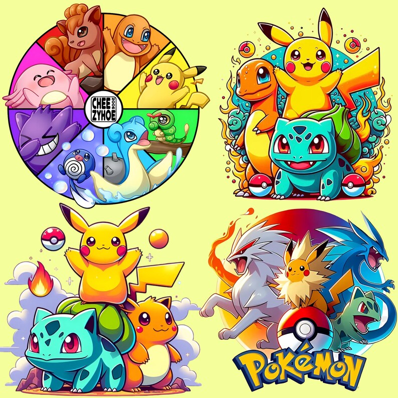 Pokemon PNG Clipart Bundle, 4k Digital Papers, Sublimation Pokeball Png ...