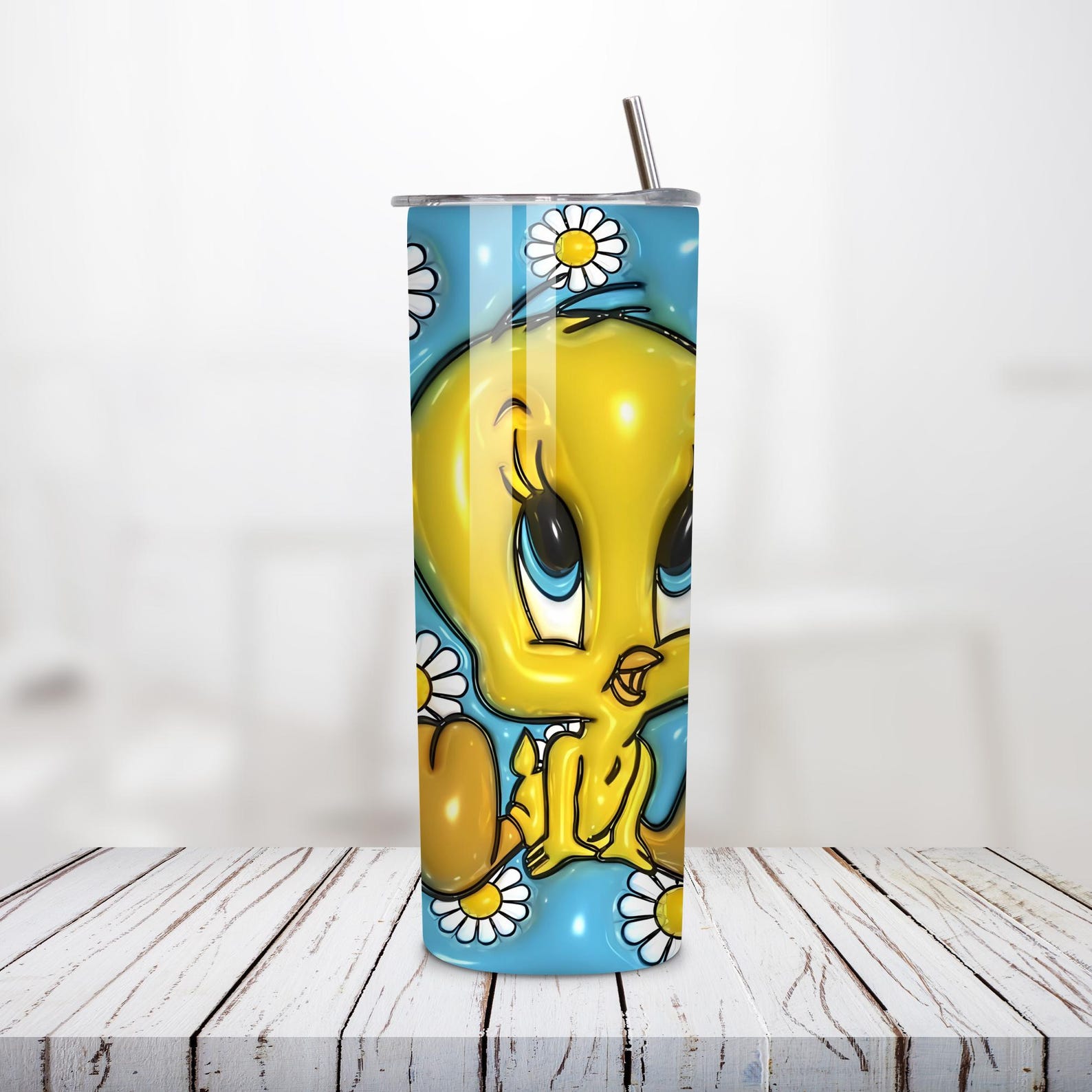Tweety Bird 20oz Inflated Skinny Tumbler PNG, Dlsney Dog Cartoon 20oz ...