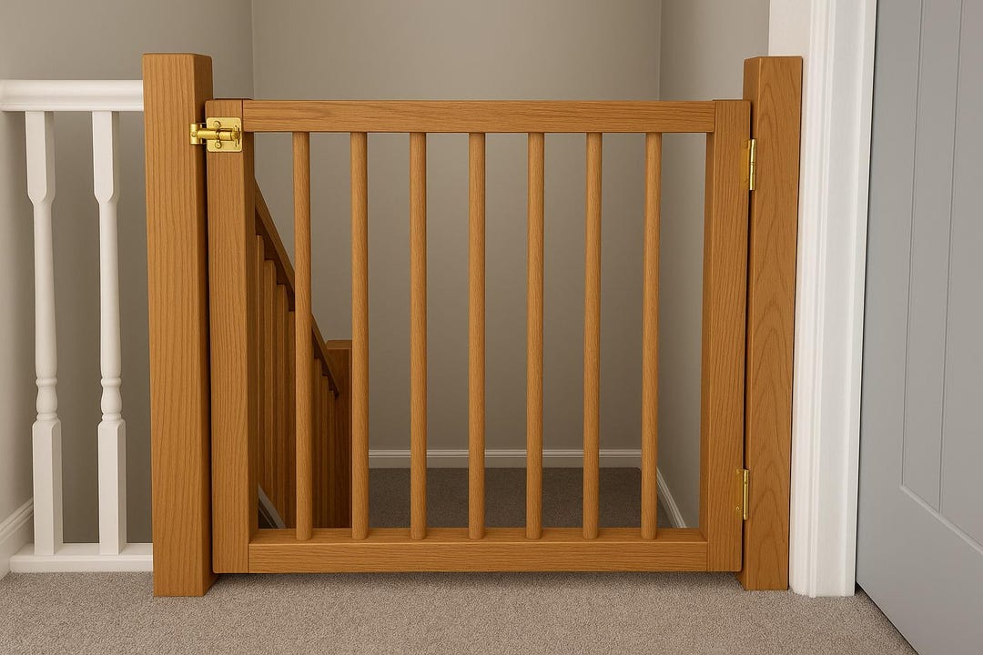 Wooden Safety Gate, Adjustable Stair Barrier for Pets & Babies - Etsy