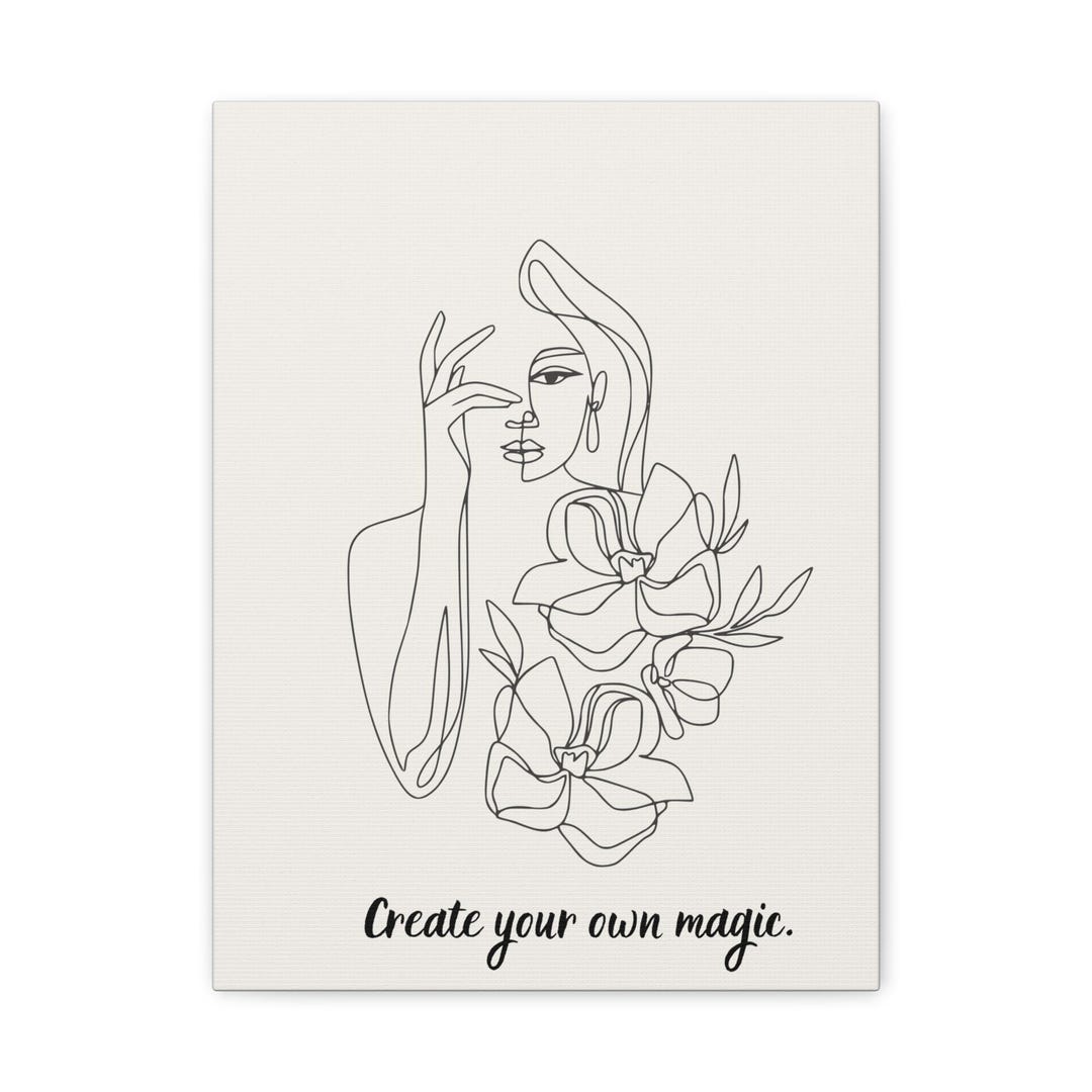 Create Your Own Magic Line Art Woman With Orchids Canvas - Etsy