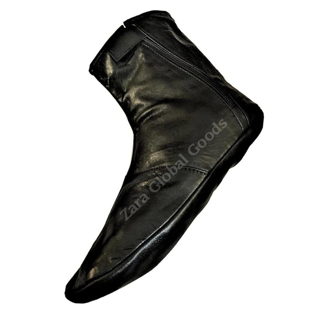 2 Pairs Black Leather Khuffain Socks for Men | Islamic Shoes | Soft ...