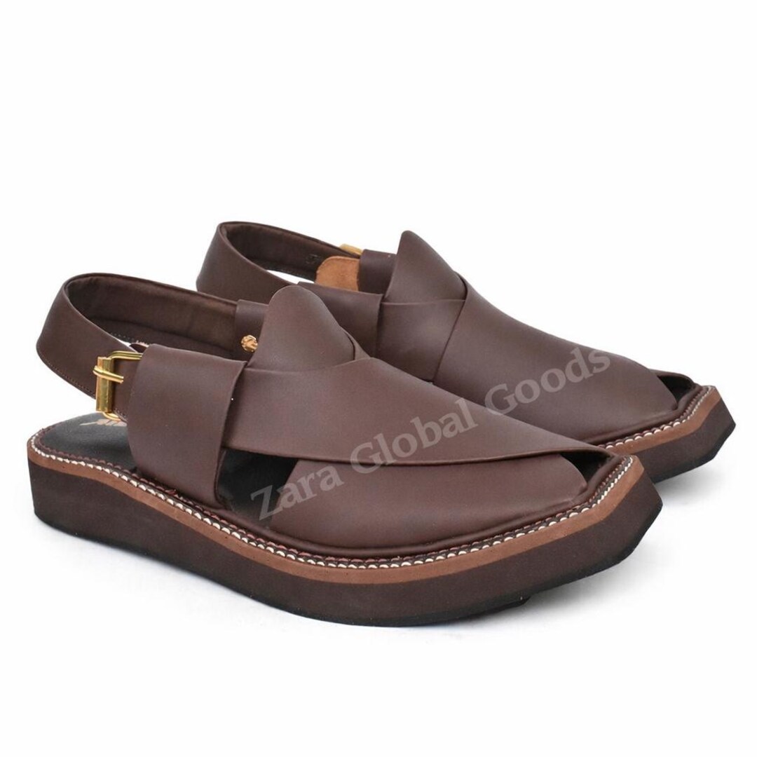 Handmade Brown Leather Chapal for Men – Traditional Back Strap Sandals ...